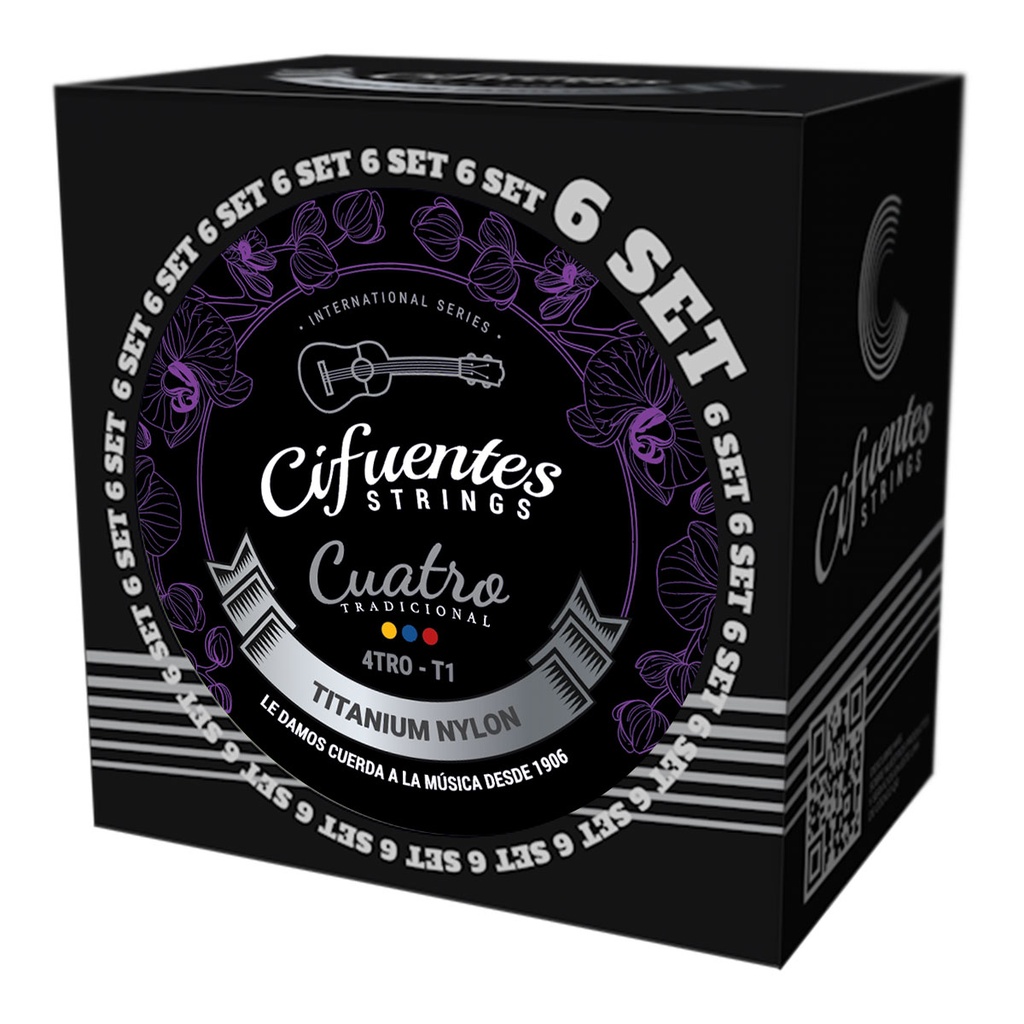 Set 6-Cuatro Venezolano-4V1-TA-Titanium Nylon | Cifuentes Strings